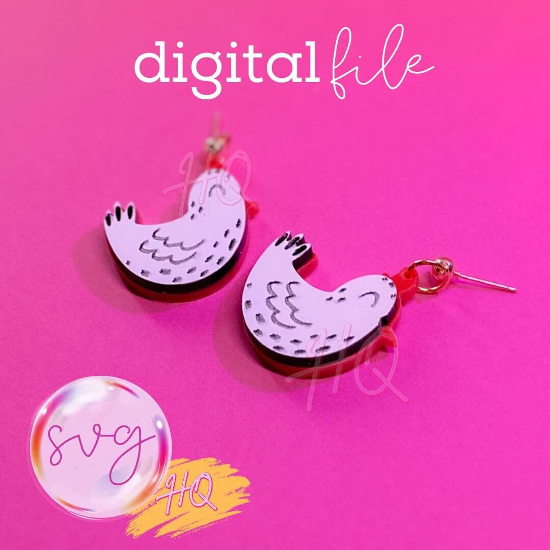 Chicken Earrings SVG - Etsy