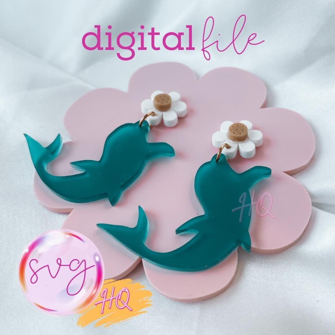 Dolphin Daisy Summer Earrings SVG - Etsy