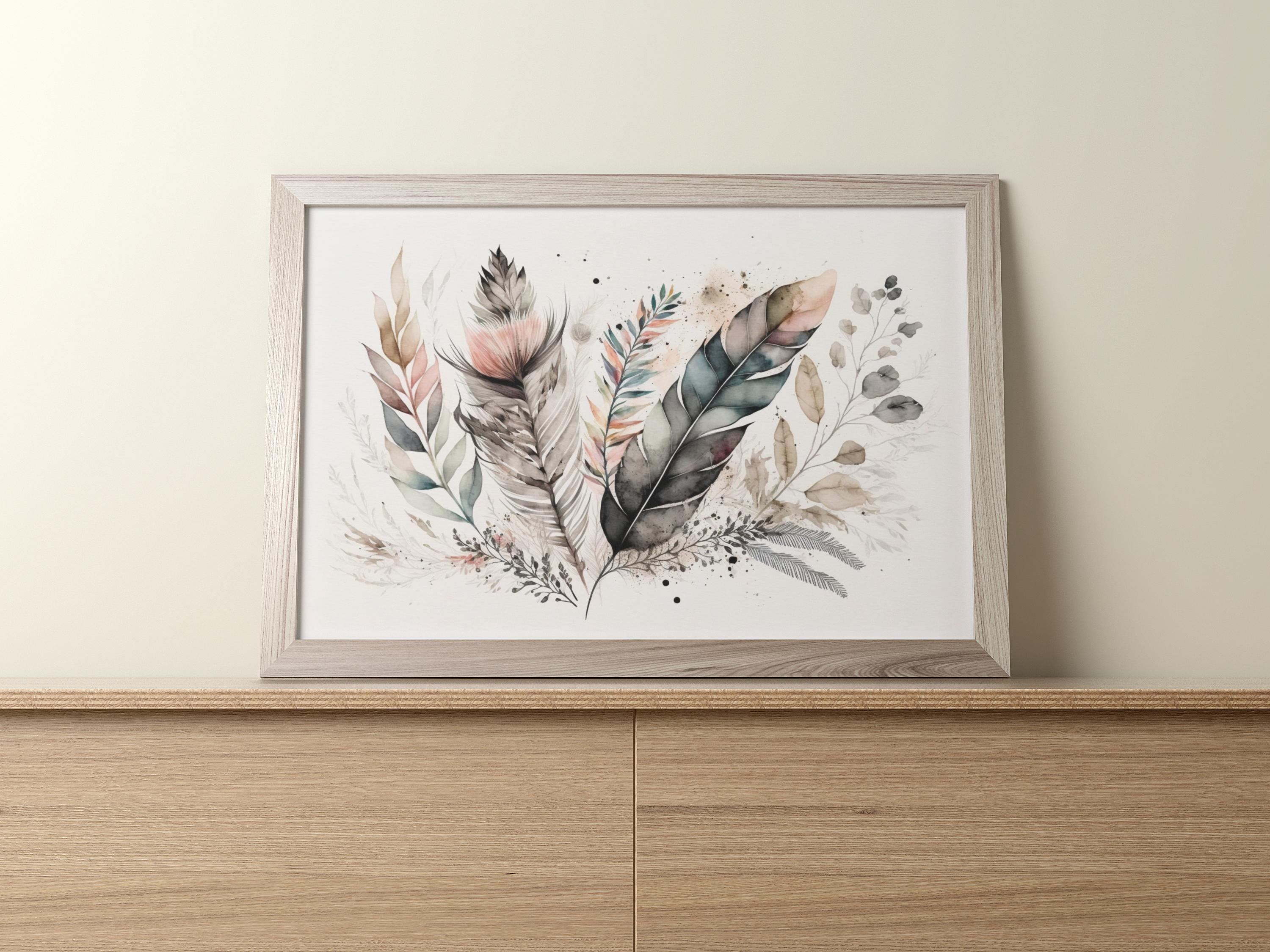 Digital Print - Feather Wall Decor, Feather Art Print, Watercolor ...