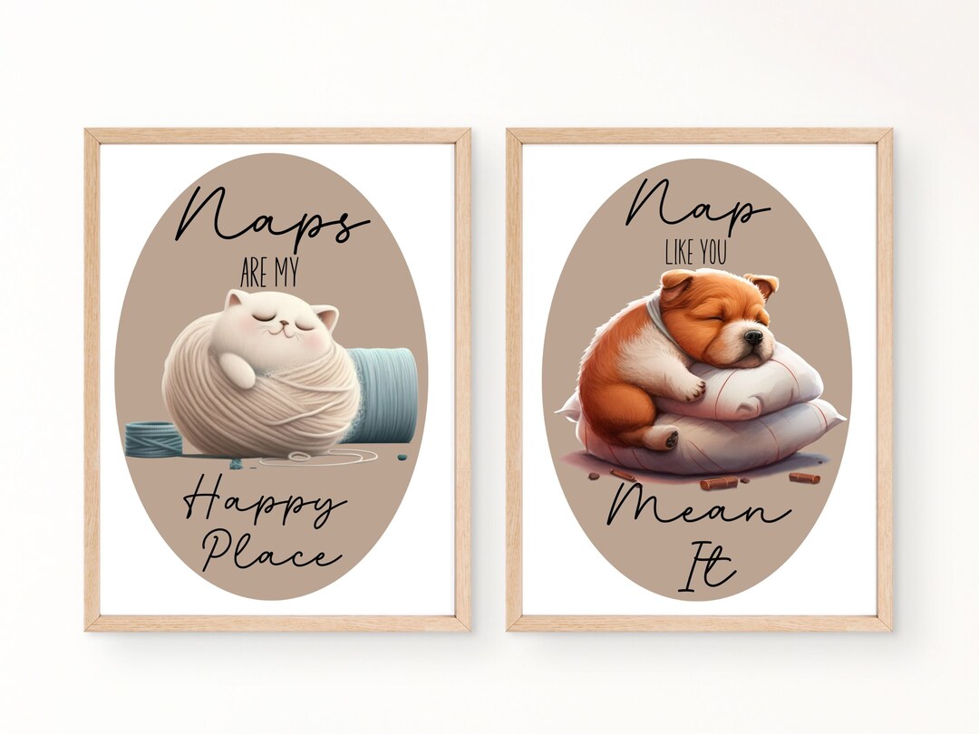 Napping Animals Nursery Wall Art Printable, Puppy Napping Nursery Wall ...