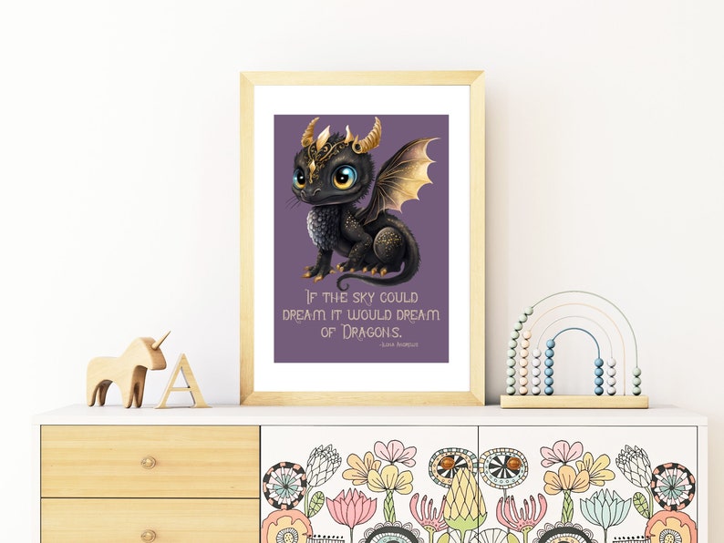 Dragons and Quotes Nursery Wall Art Printable, Baby Dragon Kids Room ...