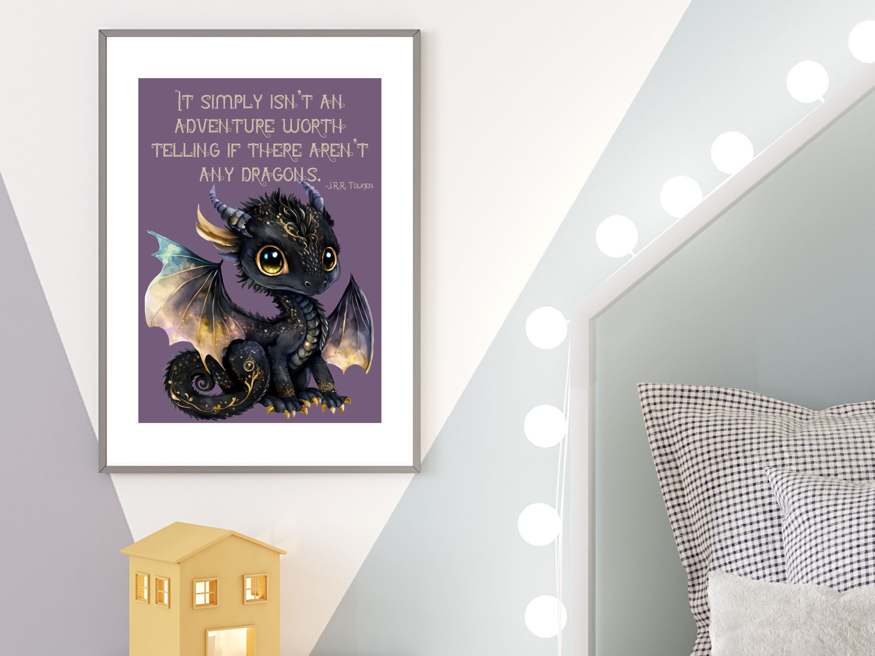 Dragons and Quotes Nursery Wall Art Printable, Baby Dragon Kids Room ...