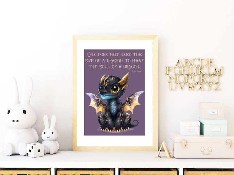 Dragons and Quotes Nursery Wall Art Printable, Baby Dragon Kids Room ...