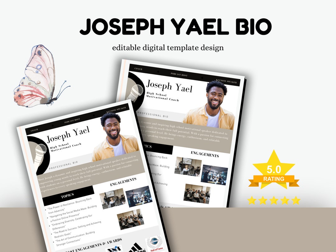 Customizable Digital Bio Template Motivational Speakers and Public ...