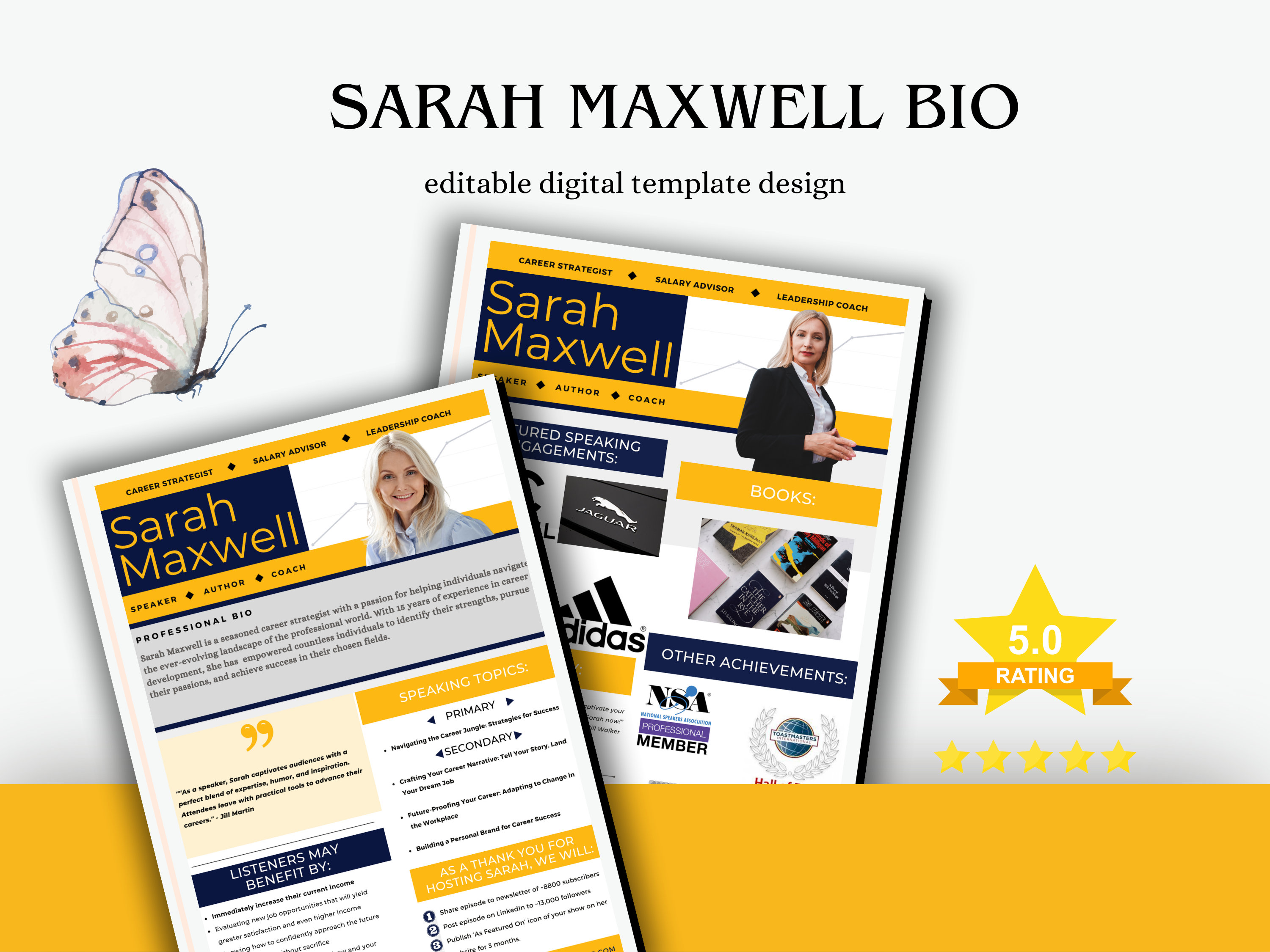 Public Speaking Bio Fully Customizable Instant Digital Download Public ...