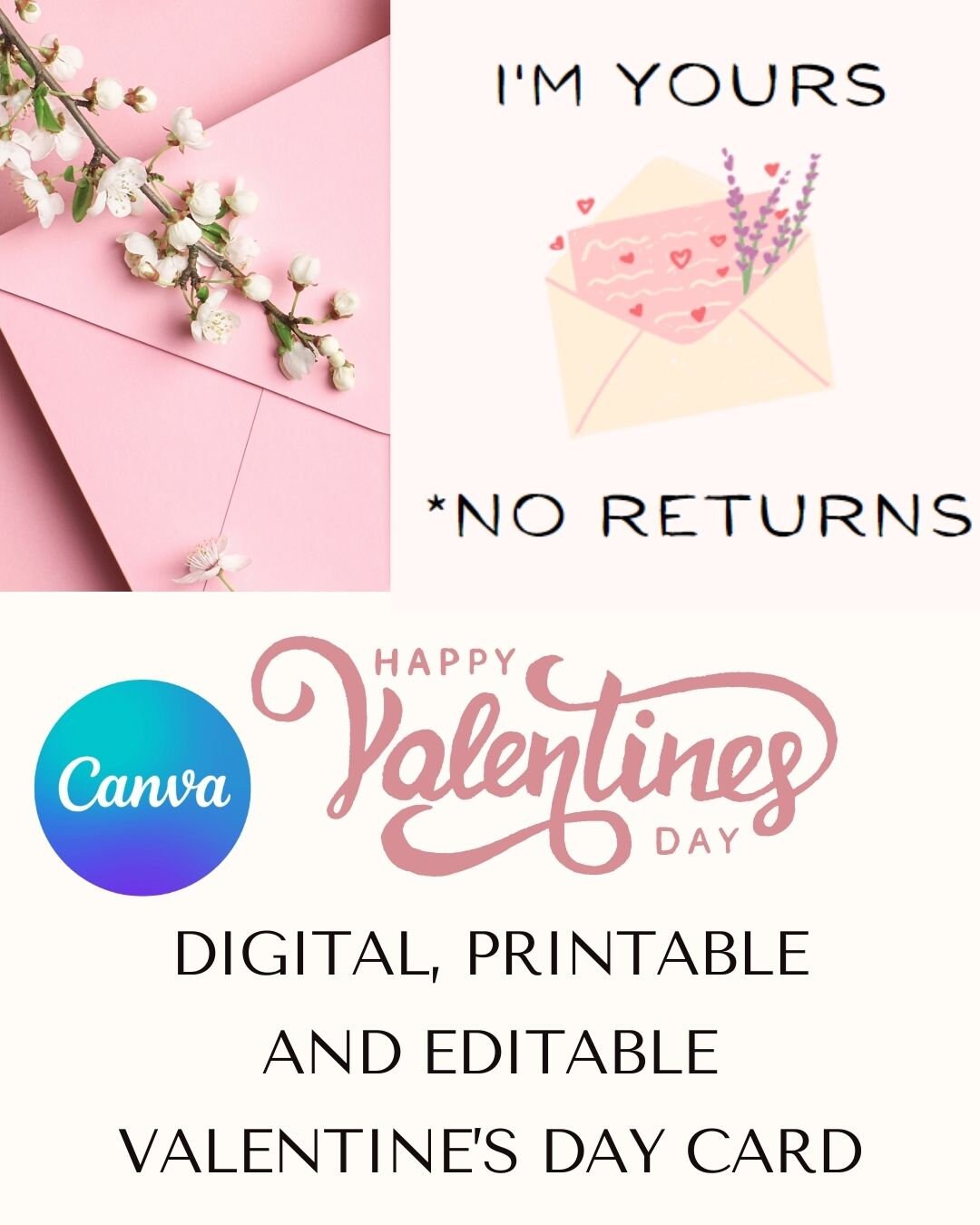 Printable Editable Valentine's Day Canva Digital Card Funny Valentine's ...