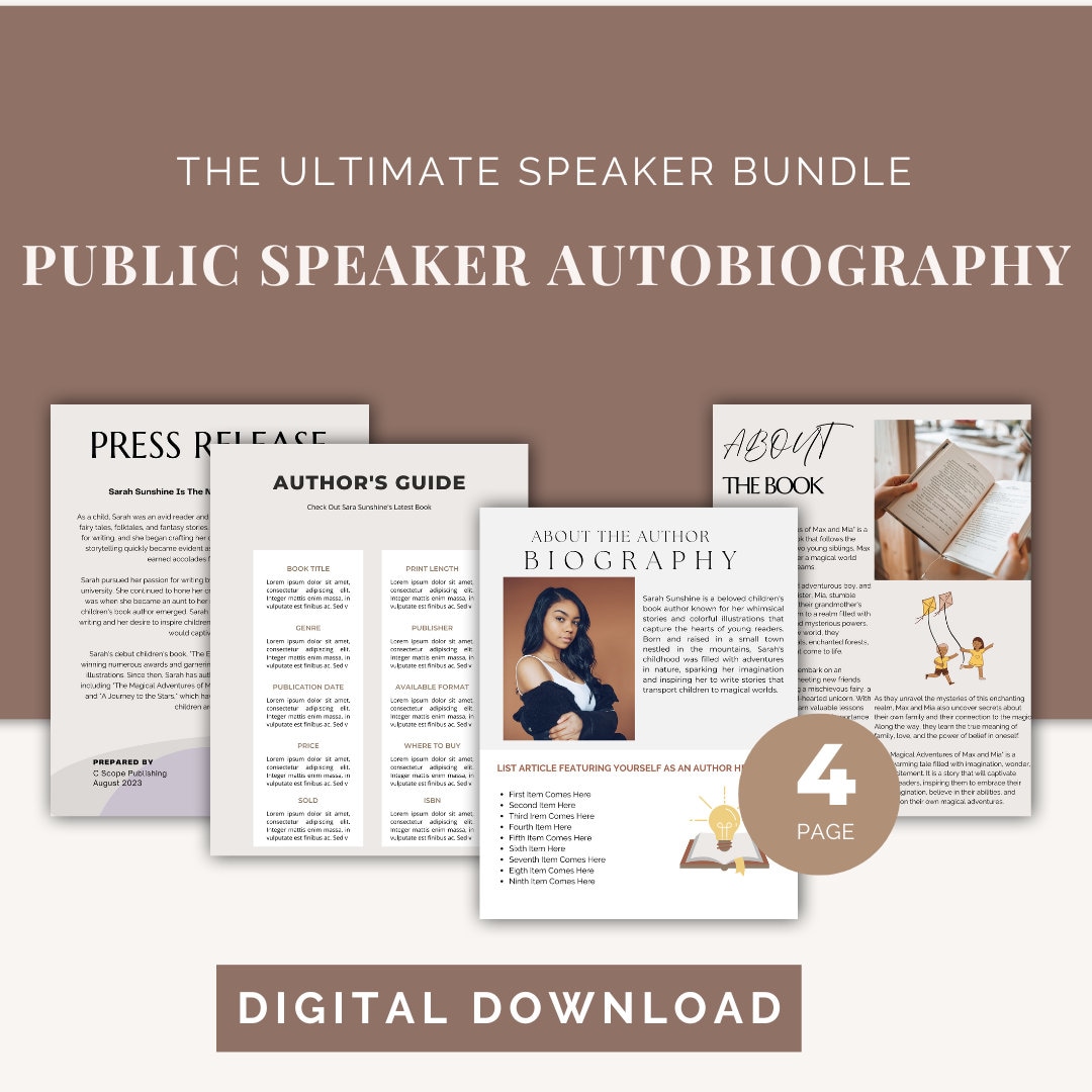 Public Speaker Autobiography Bundle, Author Guides (digital Download ...