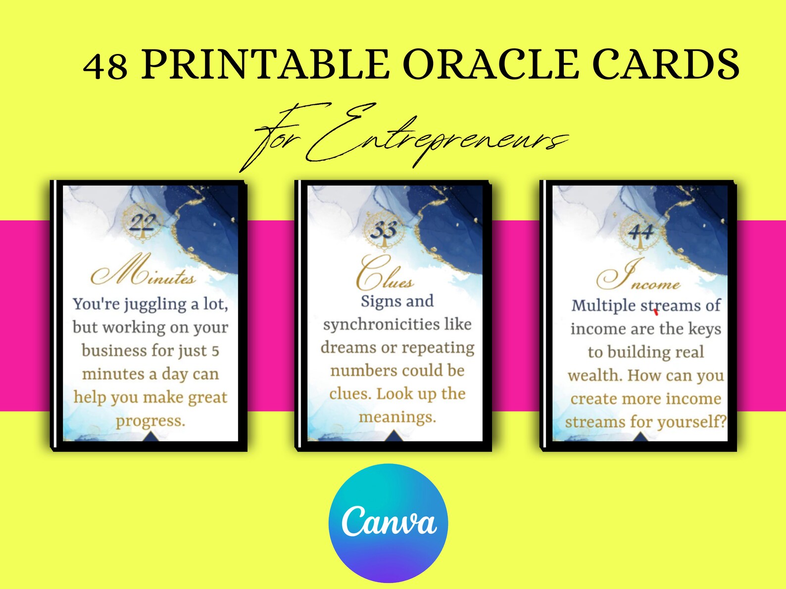 Printable Oracle Deck for Entrepreneurs Digital Oracle Deck Canva ...