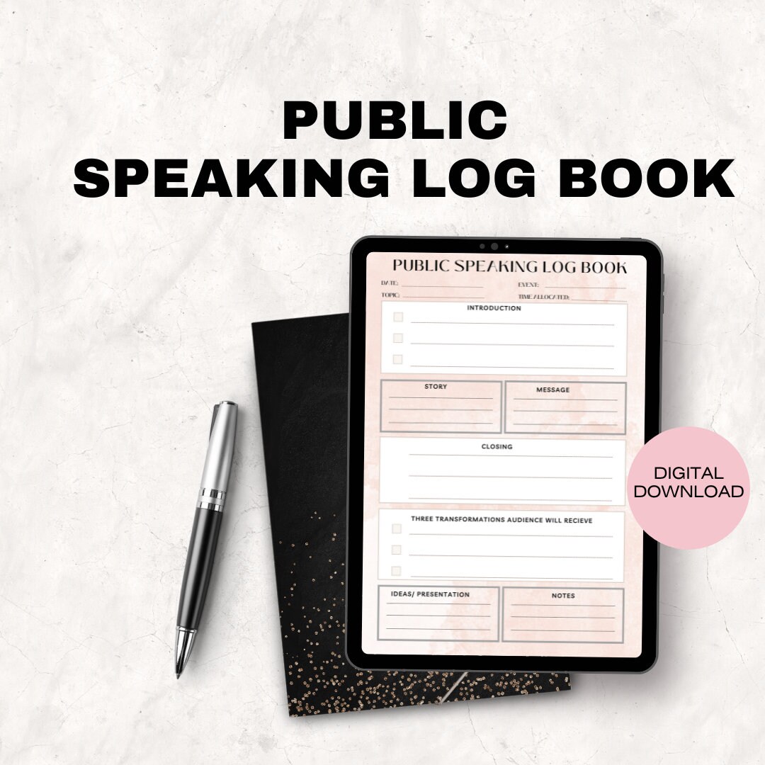 Public Speaking Log Book, Ready to Print, Instant Download, Public ...