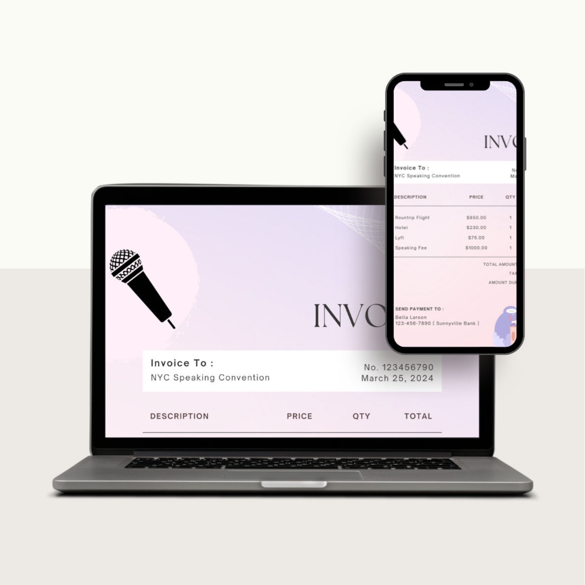 Editable Speaker Invoice Template, Customizable Canva Receipt Template ...