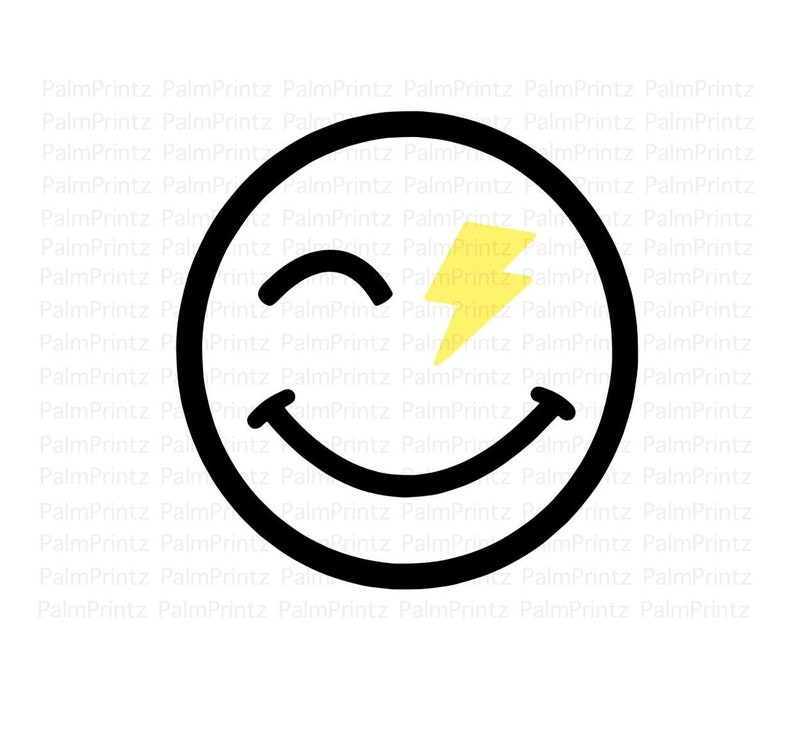 Lightning Smiley Face SVG , PNG and JPEG | Digital Files | Cricut Cut ...