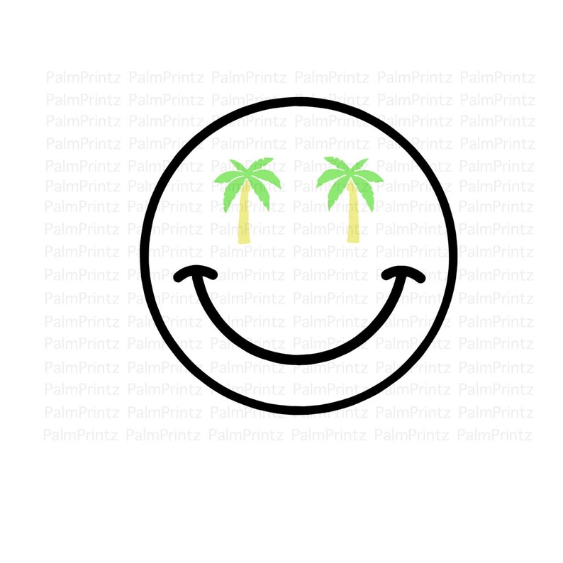 Smiley Face Palm Tree SVG , PNG and JPEG | Digital Files | Summer ...