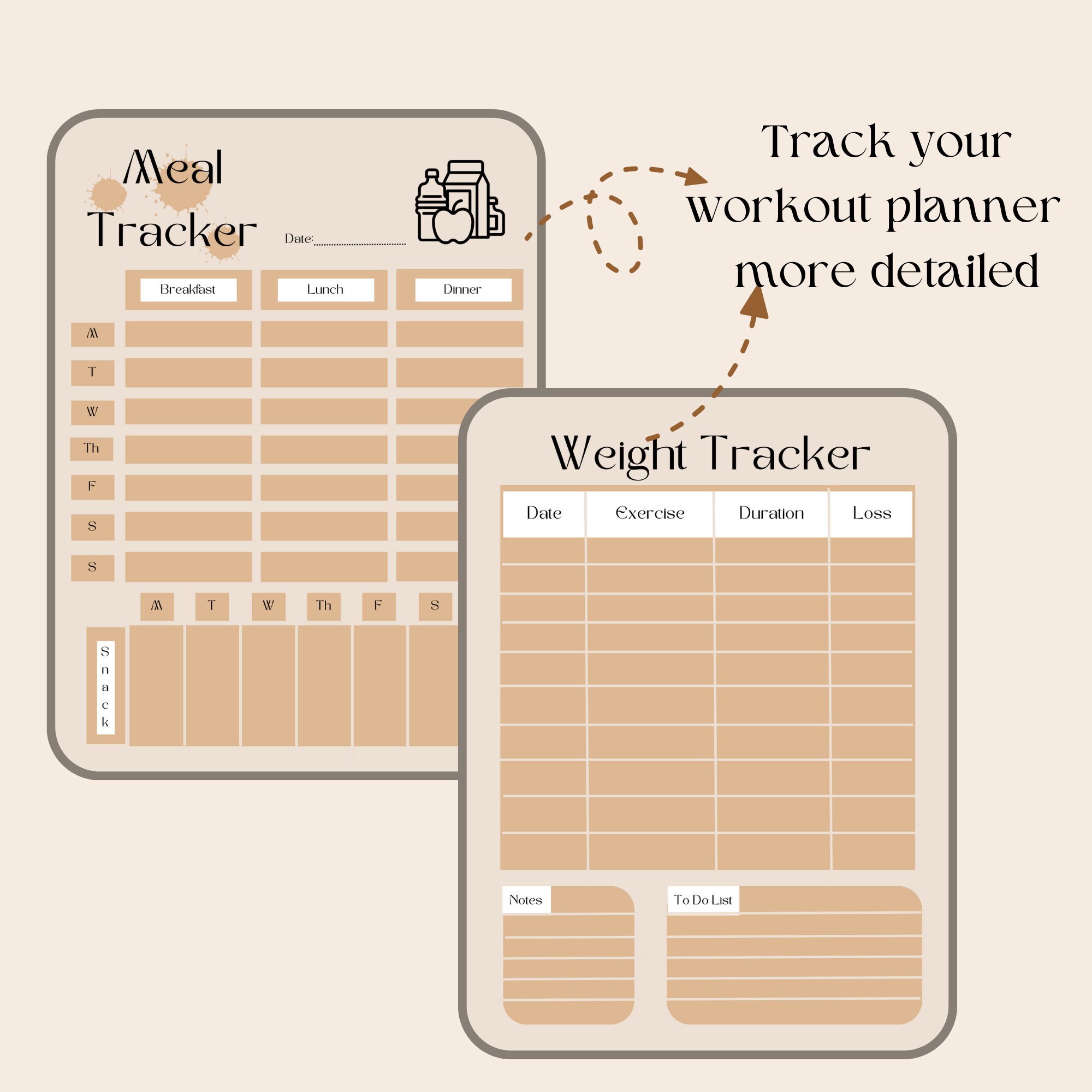 Workout Planner, Printable Fitness Planner, Meal and Weight Tracker - Etsy
