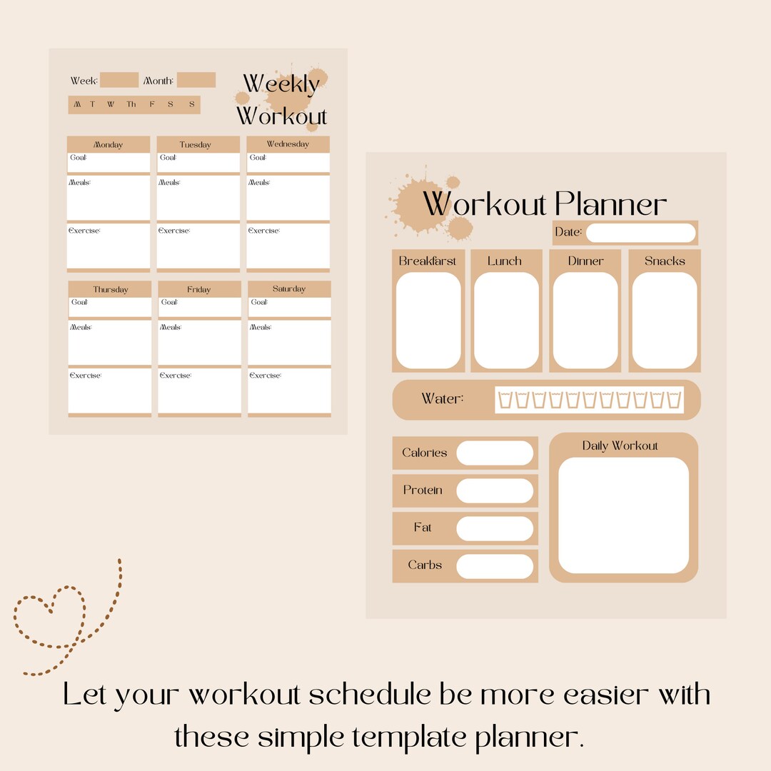 Workout Planner, Printable Fitness Planner, Meal and Weight Tracker - Etsy