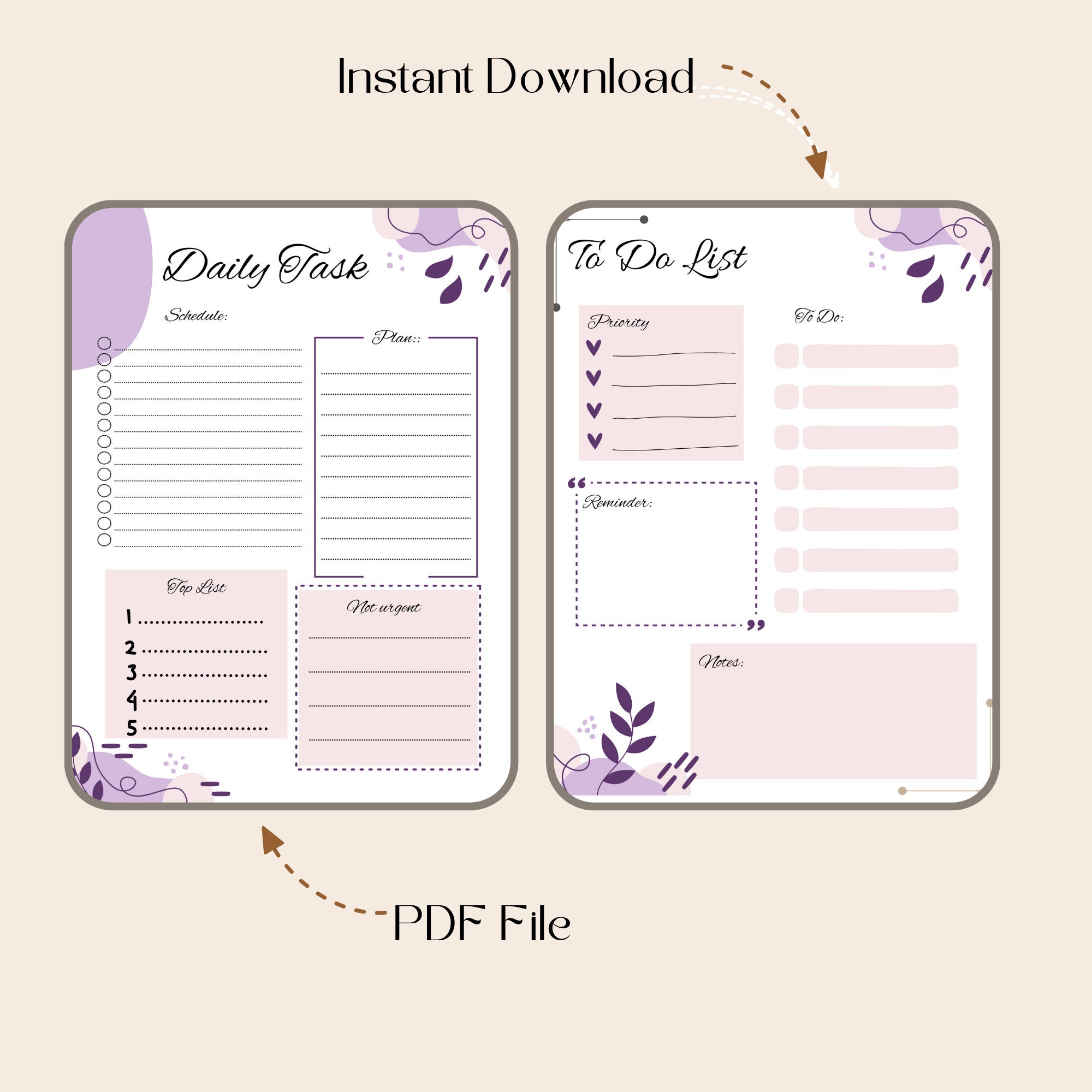 To Do List Purple Color, Schedule Plans, Printable Schedule Template - Etsy