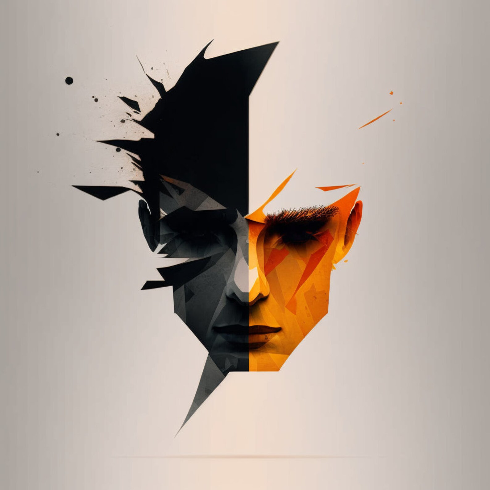 Two Face Minimalist Digital Art - Etsy