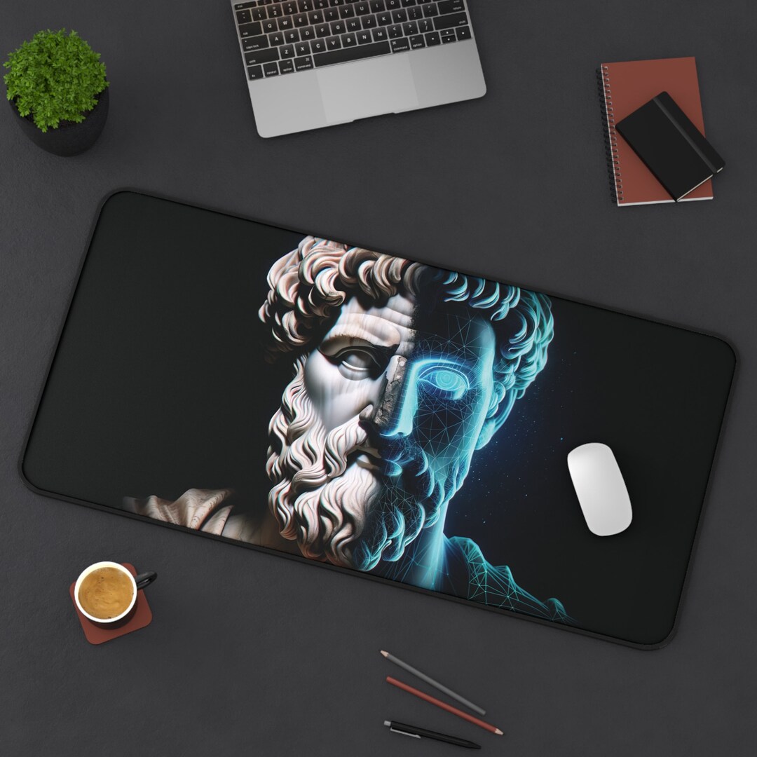 Greek Philosopher Desk Mat: Holographic Digital Age Decor - Etsy