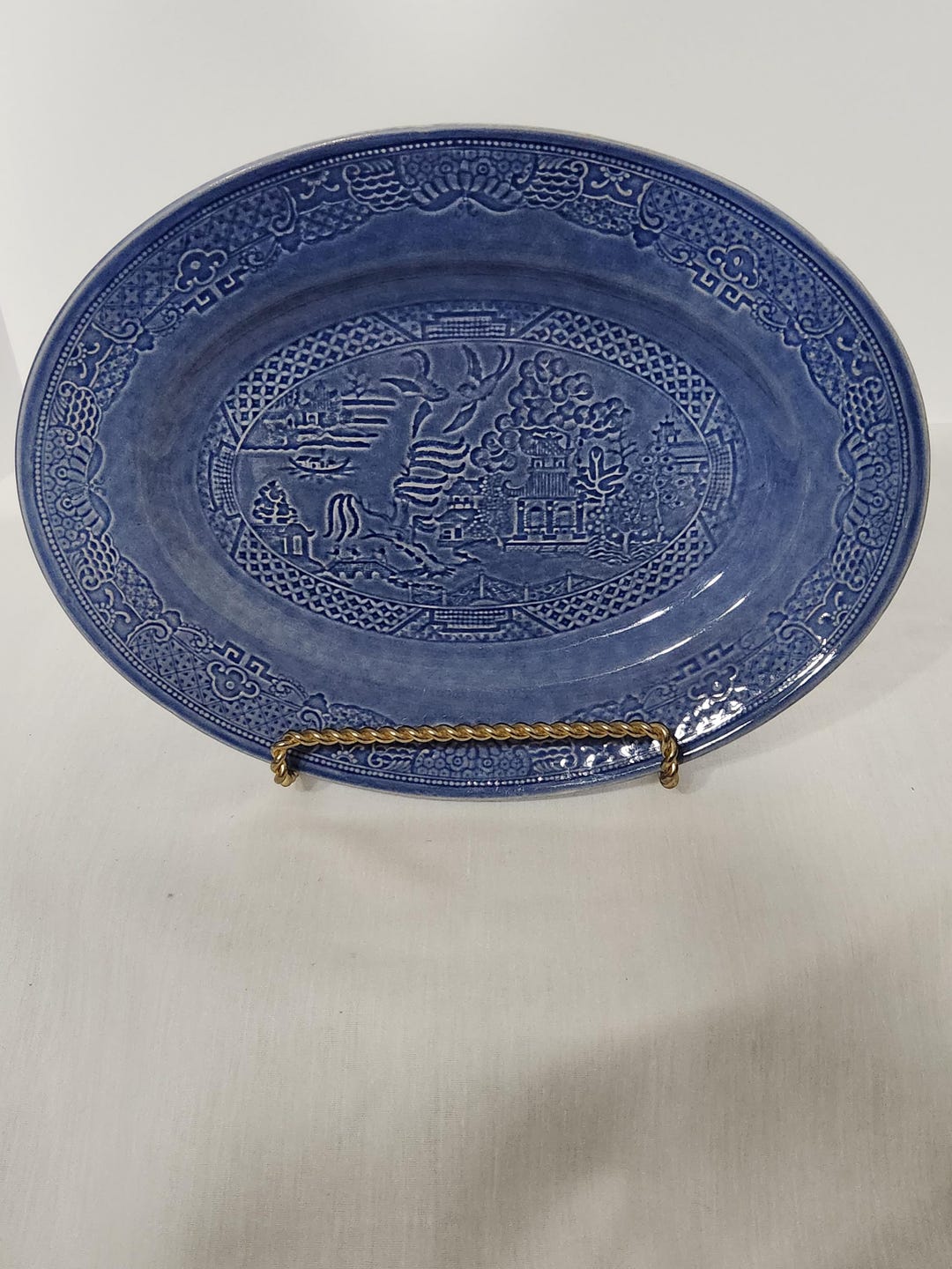 Paden City Pottery, Blue Willow Pattern, 12" Oval Serving Platter, Made ...
