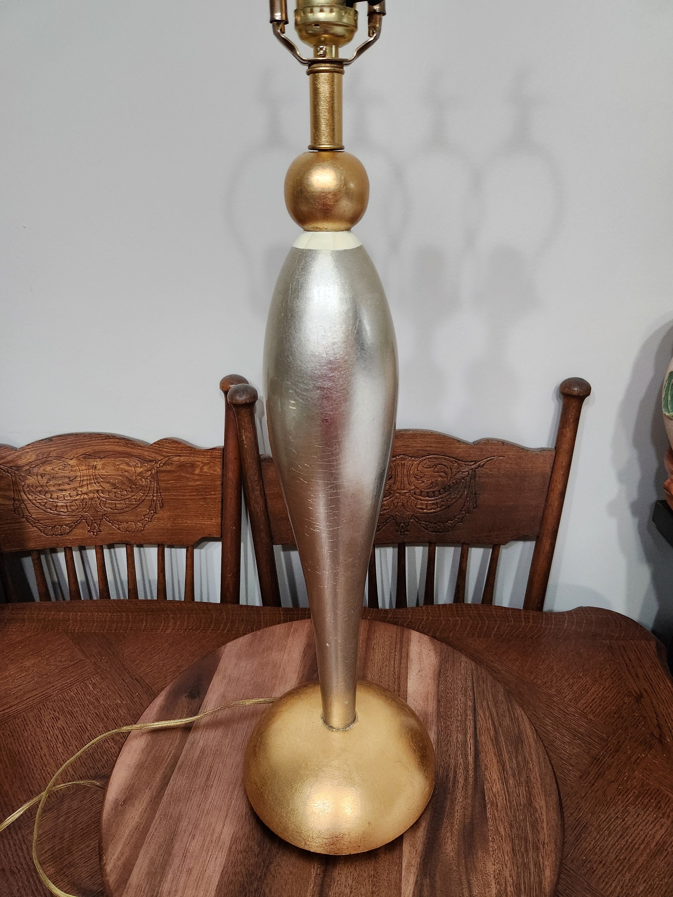Atomic MCM Gold Silver Missile Table Lamp Art Deco Original Harp ...