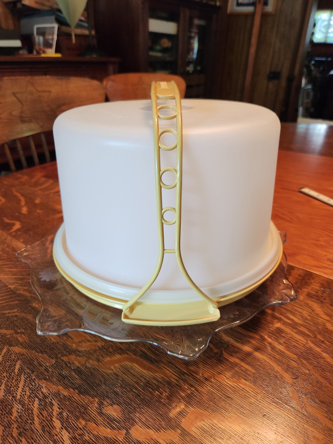 Tupperware Cake Taker Carrier With Handle, Harvest Gold Goldenrod 3 Pc ...