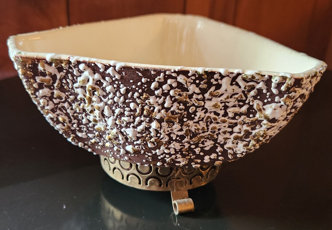 Lane & Co Van Nuys CA 1957 Speckled Pottery Bowl 444 With Stand. Dark ...