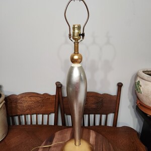Atomic MCM Gold Silver Missile Table Lamp Art Deco Original Harp ...