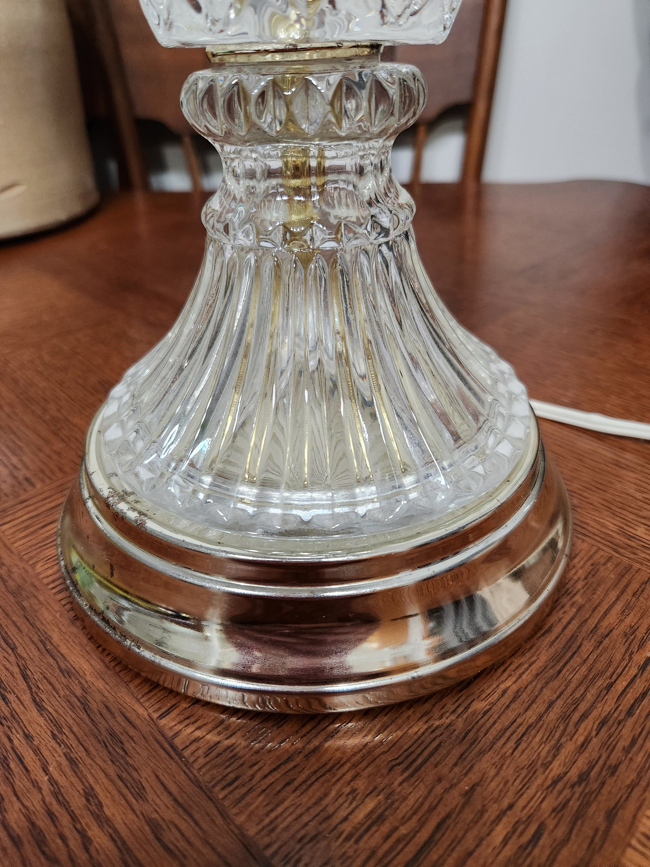 Crystal Torchiere Lamp With Bird Feet Etched Design With Metal Base ...