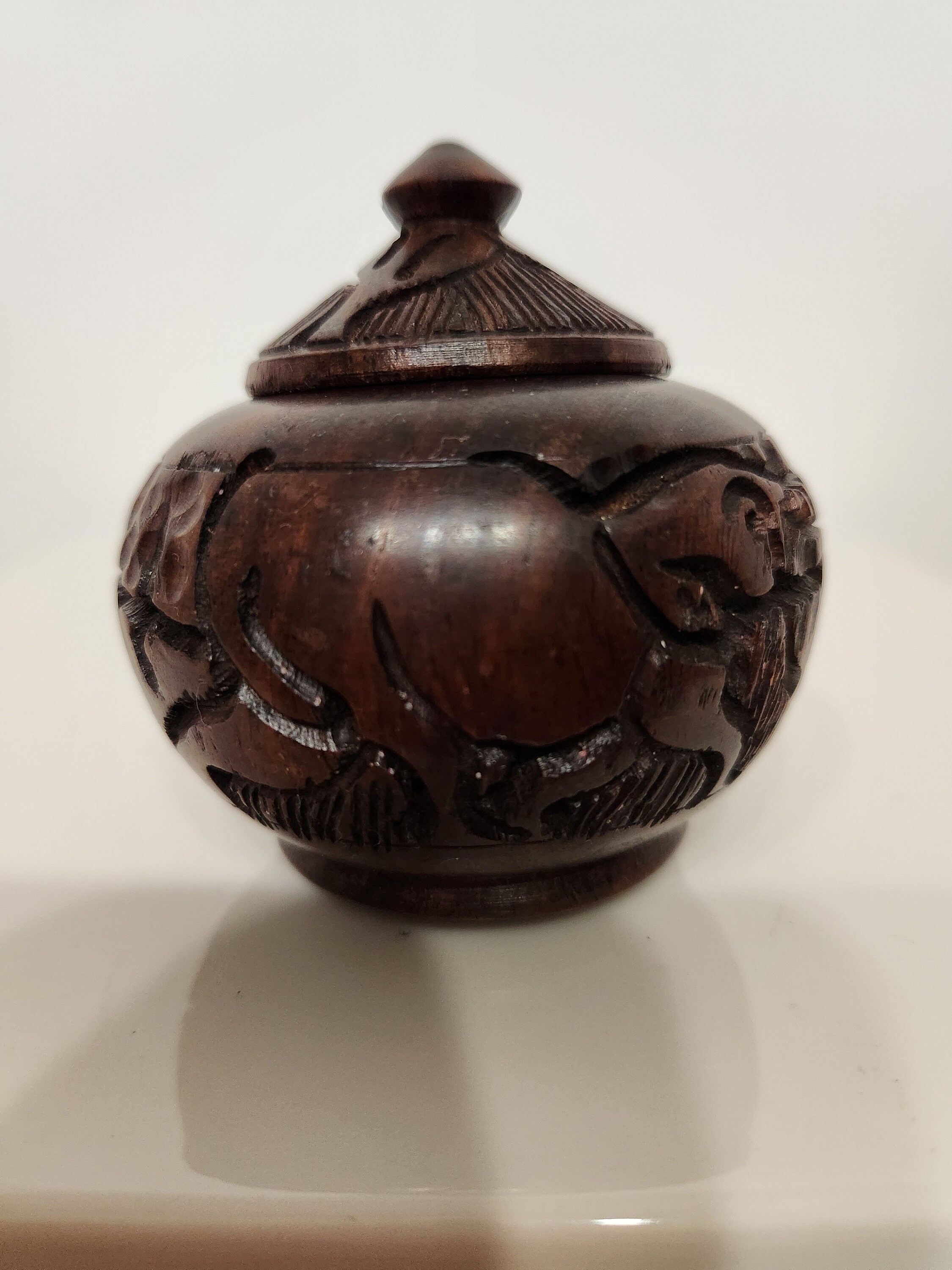 African Elephants Wooden Hand Carved Ebony Spice Jar With Lid - Etsy