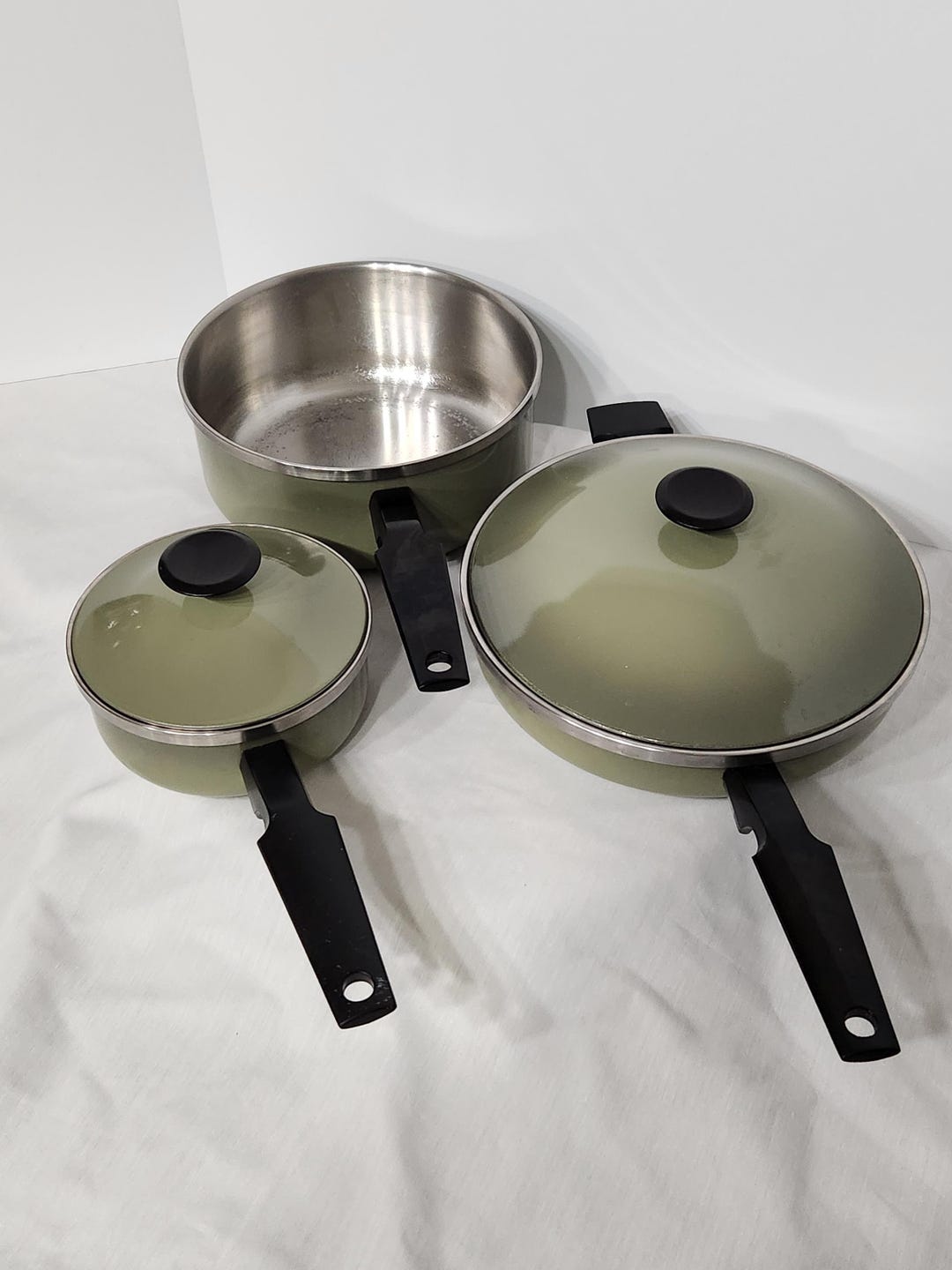 5 Pc Set Town House by West Bend County Inn, Avocado Green Aluminum ...