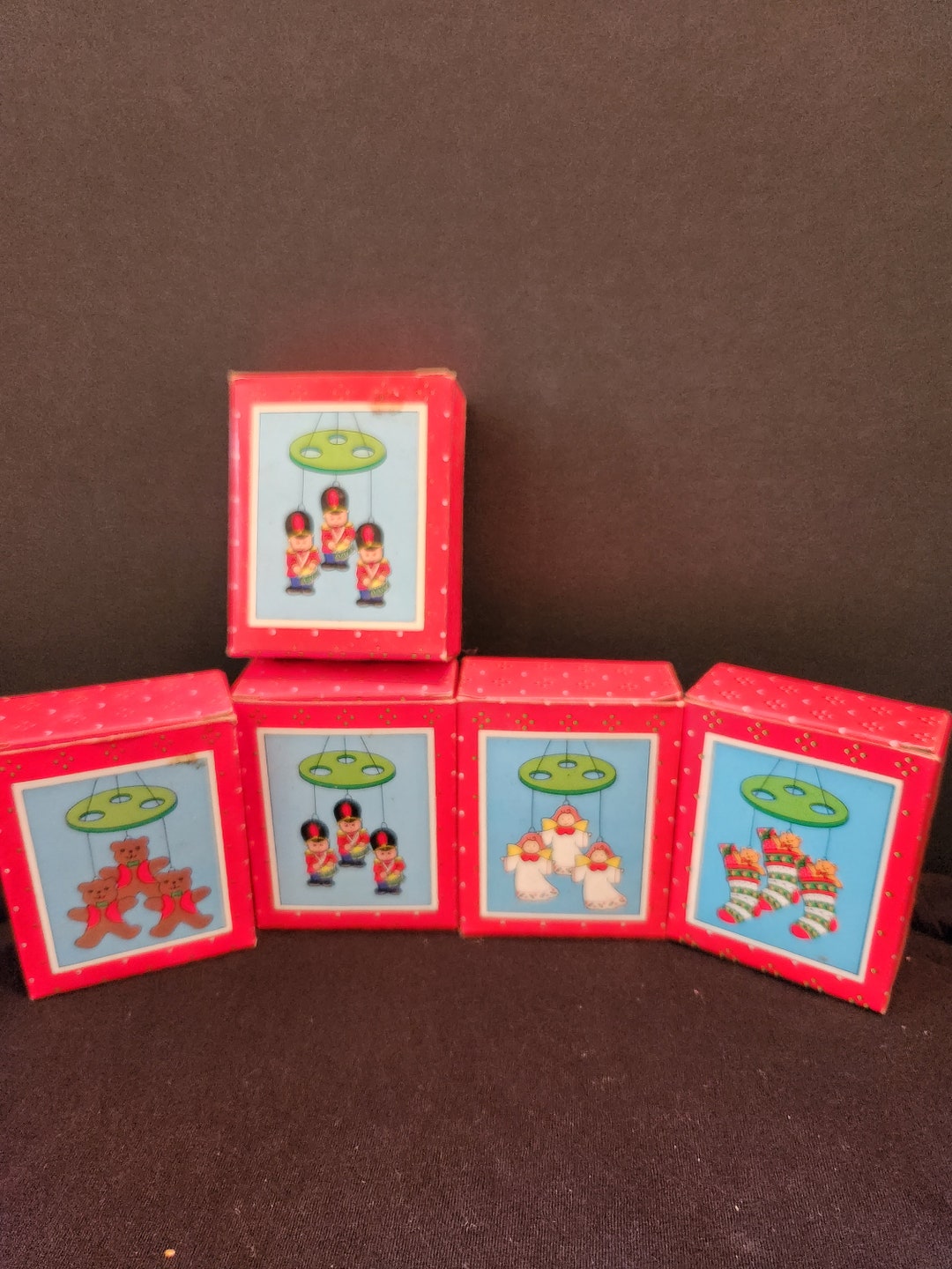 RUSS Miniature Holiday Wind Chime, New in Box, 2 Toy Soldier, Teddy ...