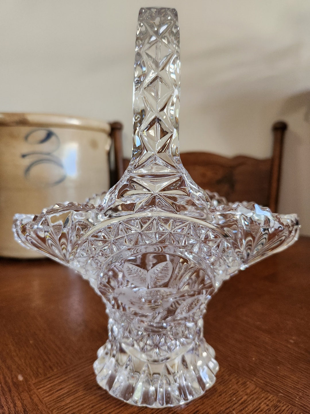 Hofbauer 24% Lead Crystal Glass Basket Byrdes Pattern. Made in Germany ...