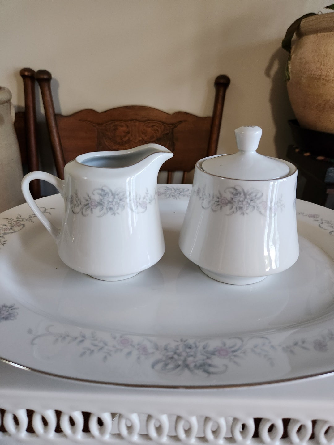 3 Pc Guoguang Fine China GUG3 Pattern Sugar Bowl With Lid, Creamer, 14 ...