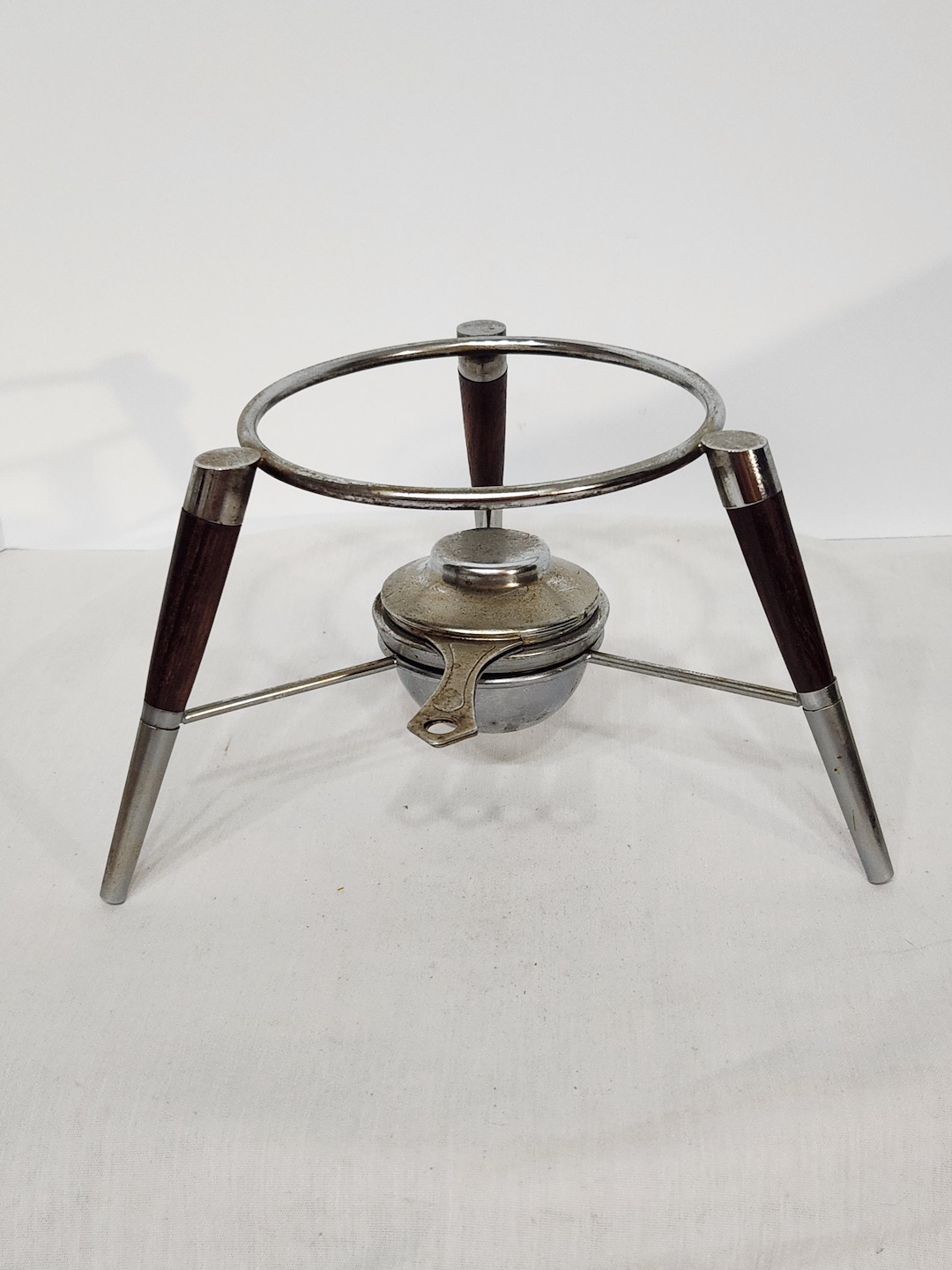 Vintage MCM Chafing Dish Stand With Fuel Holder and Insert, Stainless ...