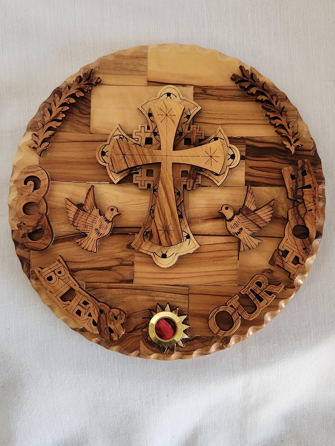 Holy Land "god Bless This House" Religious Wooden Plaque Wall Hanging ...