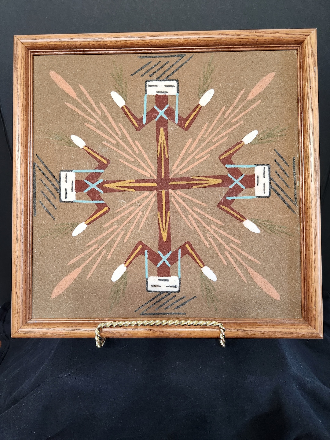 Native American Navajo Indian Sand Art 4 Way Dancers, Artist Signed ...