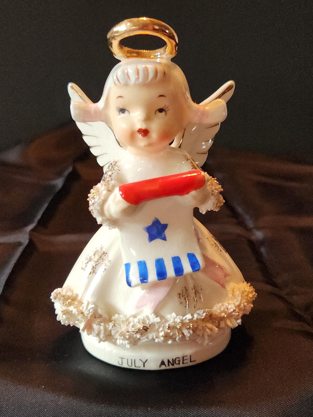 Lefton Birthday Angel of the Month, AR1987, July. Spaghetti Trim and ...