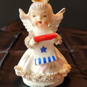 Lefton Birthday Angel of the Month, AR1987, July. Spaghetti Trim and ...