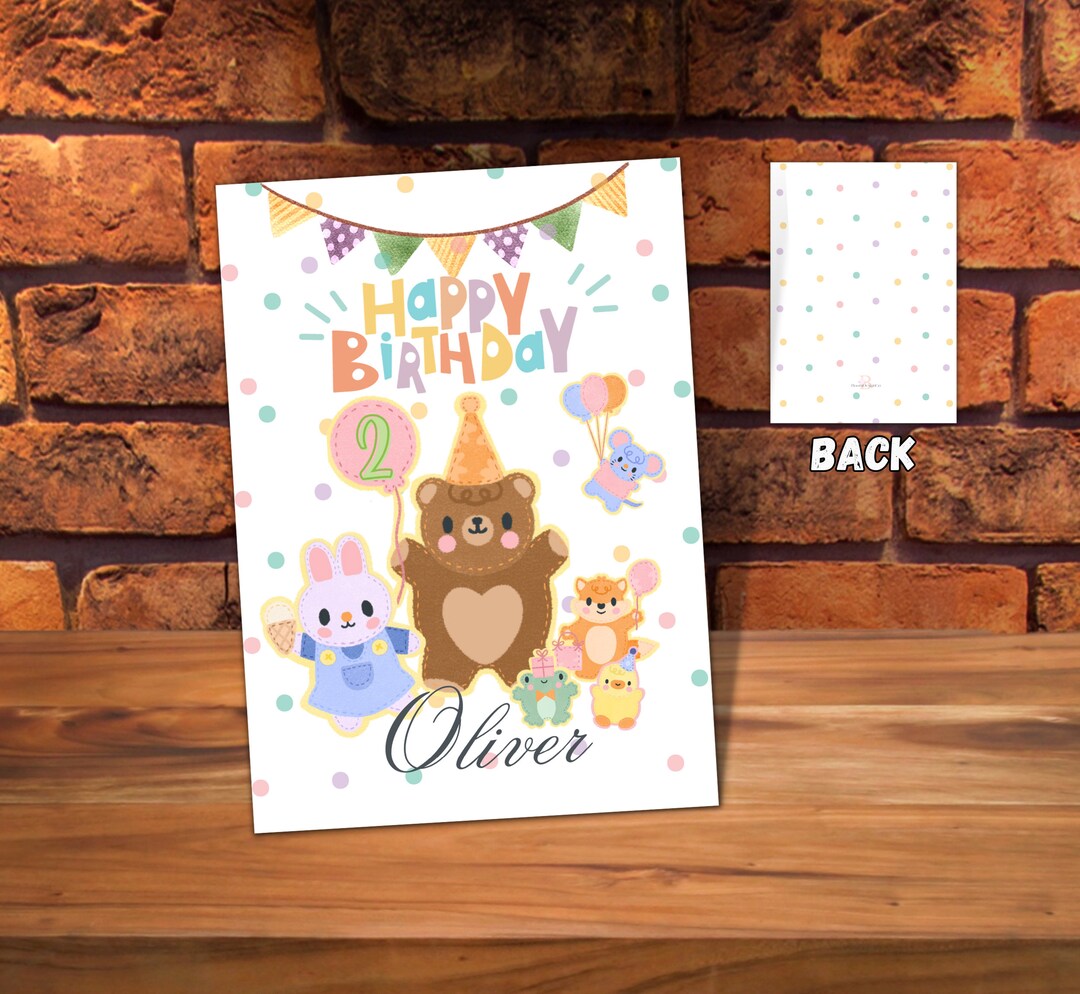 Personalized Kids Name Birthday Card First Birthday Card Cute Birthday ...