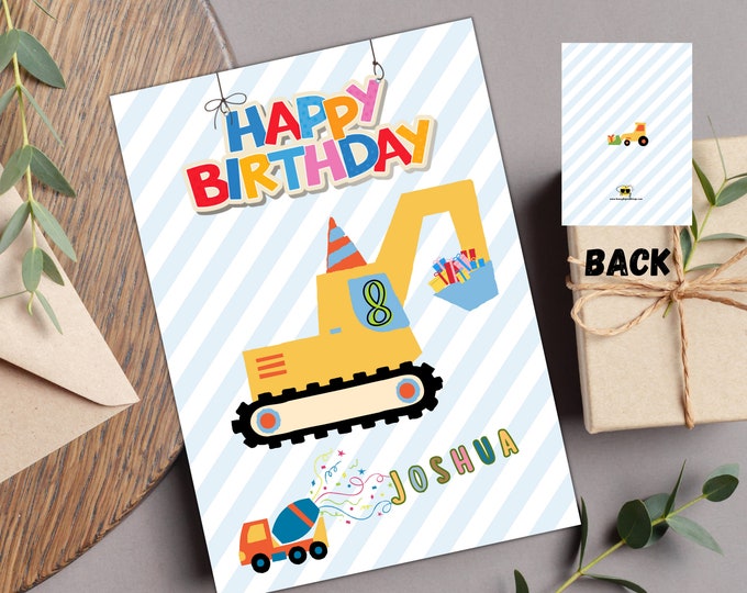 Construction Birthday Card | Construction Vehicle Card | Construction ...