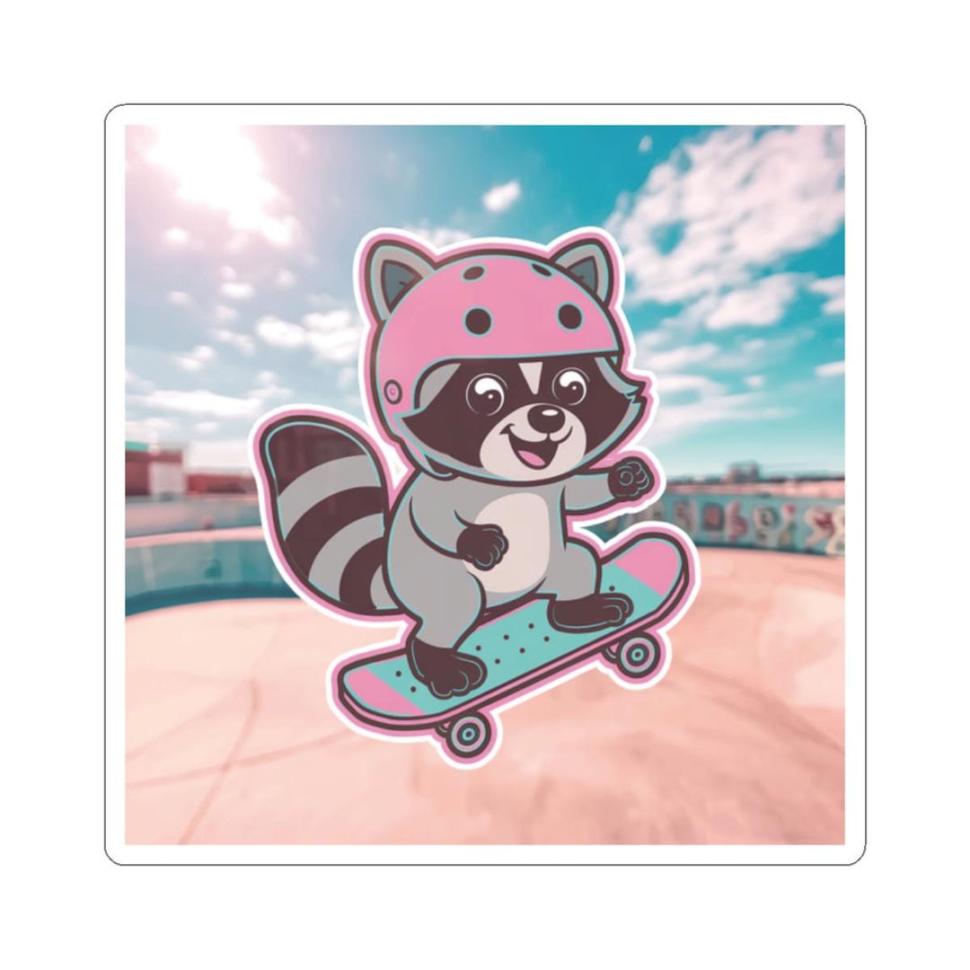 Raccoon Skateboard Sticker, Glossy Vinyl Decal - Etsy