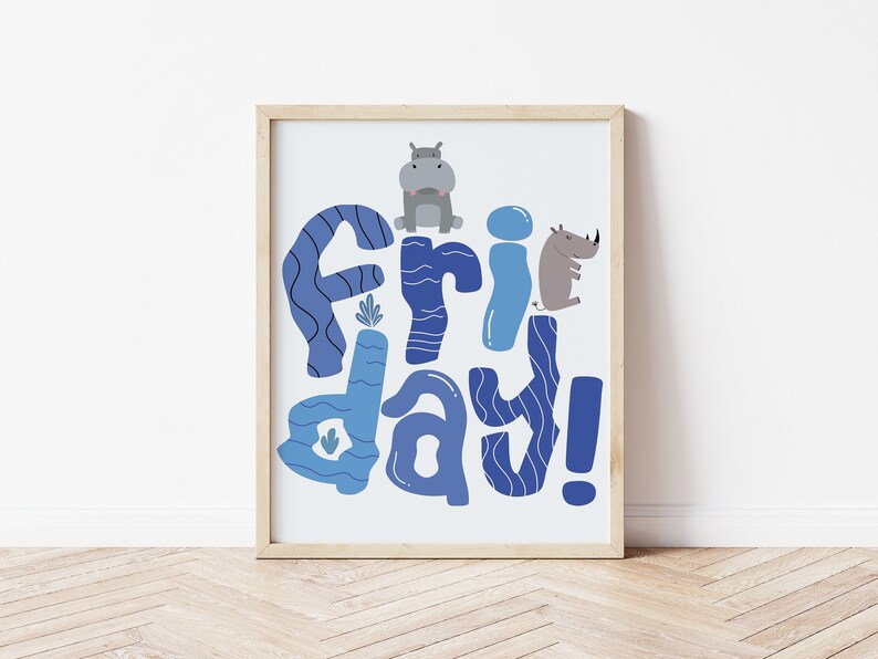 Doodle Letters Bulletin Board Decor Bold and Colorful Days of the Week ...