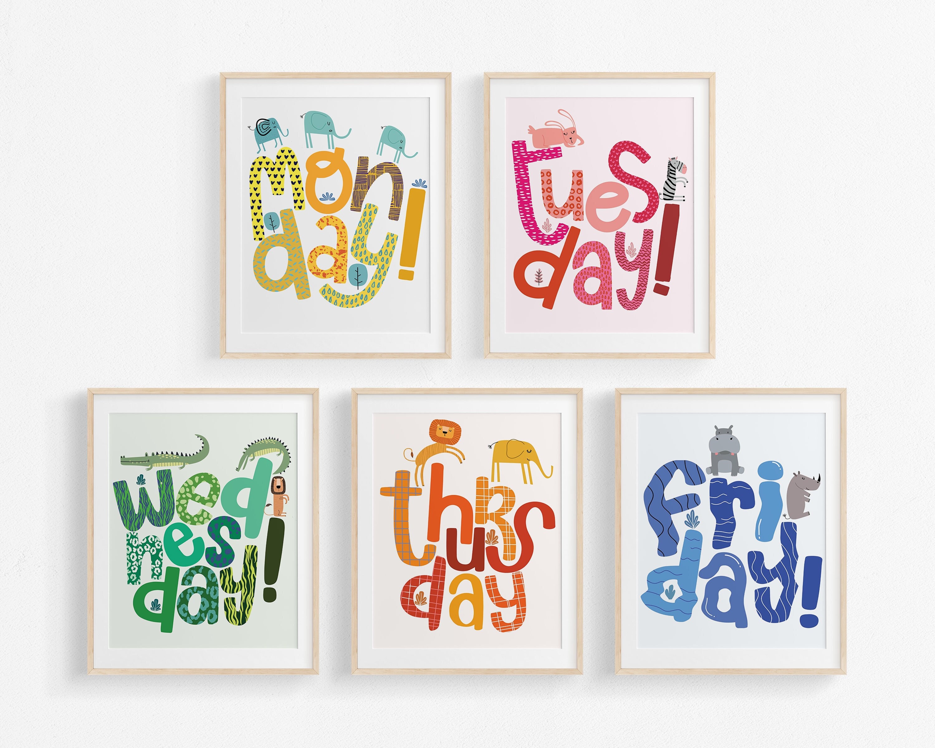Doodle Letters Bulletin Board Decor Bold and Colorful Days of the Week ...