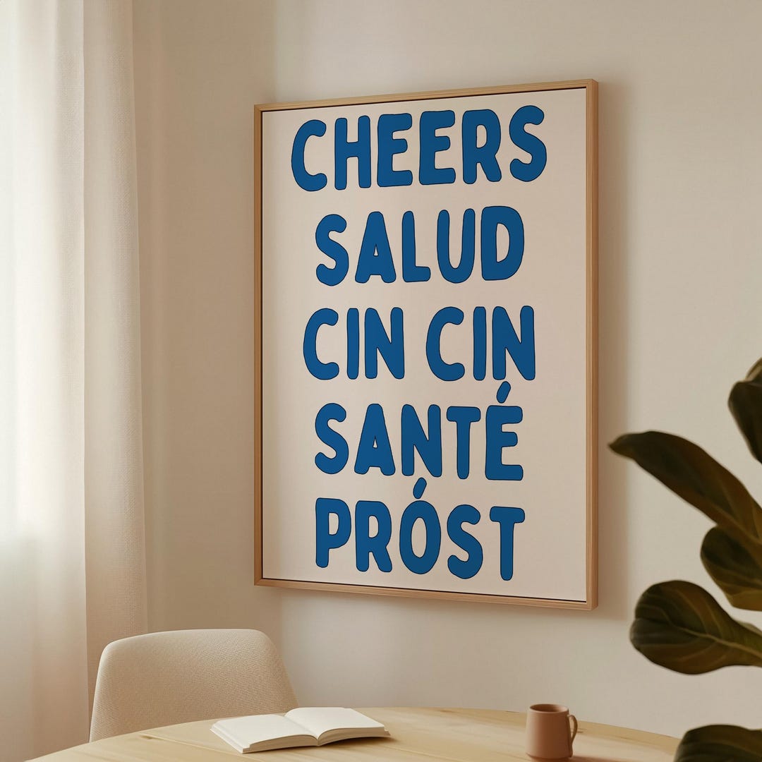 Cheers Cin Cin Salud Sante Prost, Bar Cart Printable Set | Typography Print, Digital Download ...
