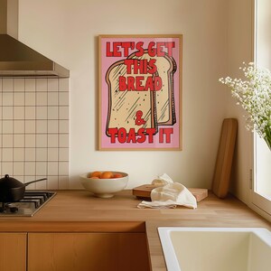 Let's Get This Bread Breakfast Quotes Wall Art Trendy Kitchen Decor ...