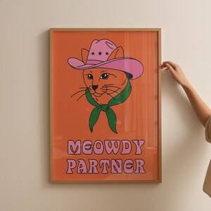 Meowdy Partner Tabby Cat Art | Printable Cowboy Cat Meme | Western Home ...