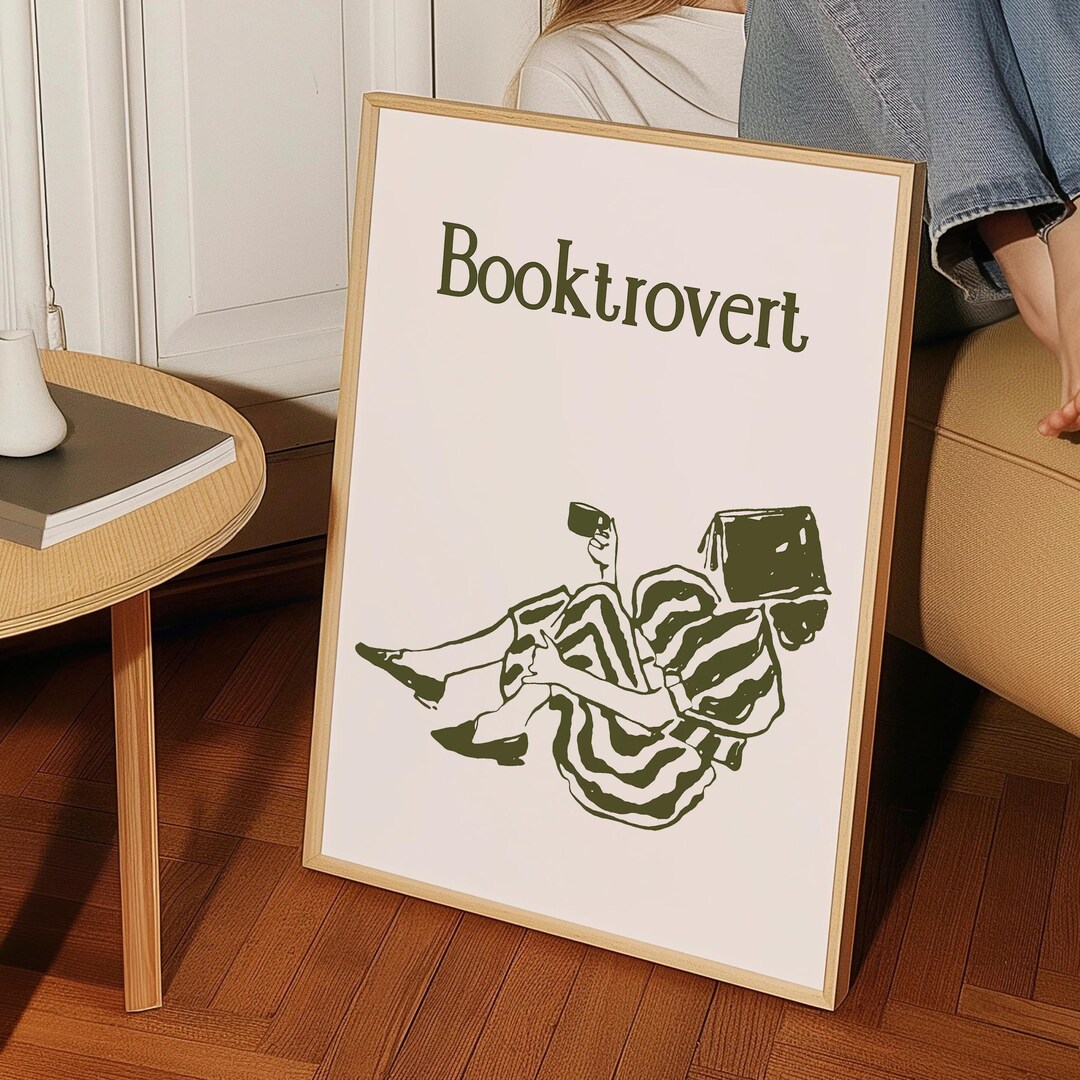 Reading Wall Art Booktrovert Funny Quote Giclee Unframed Print - Wall ...