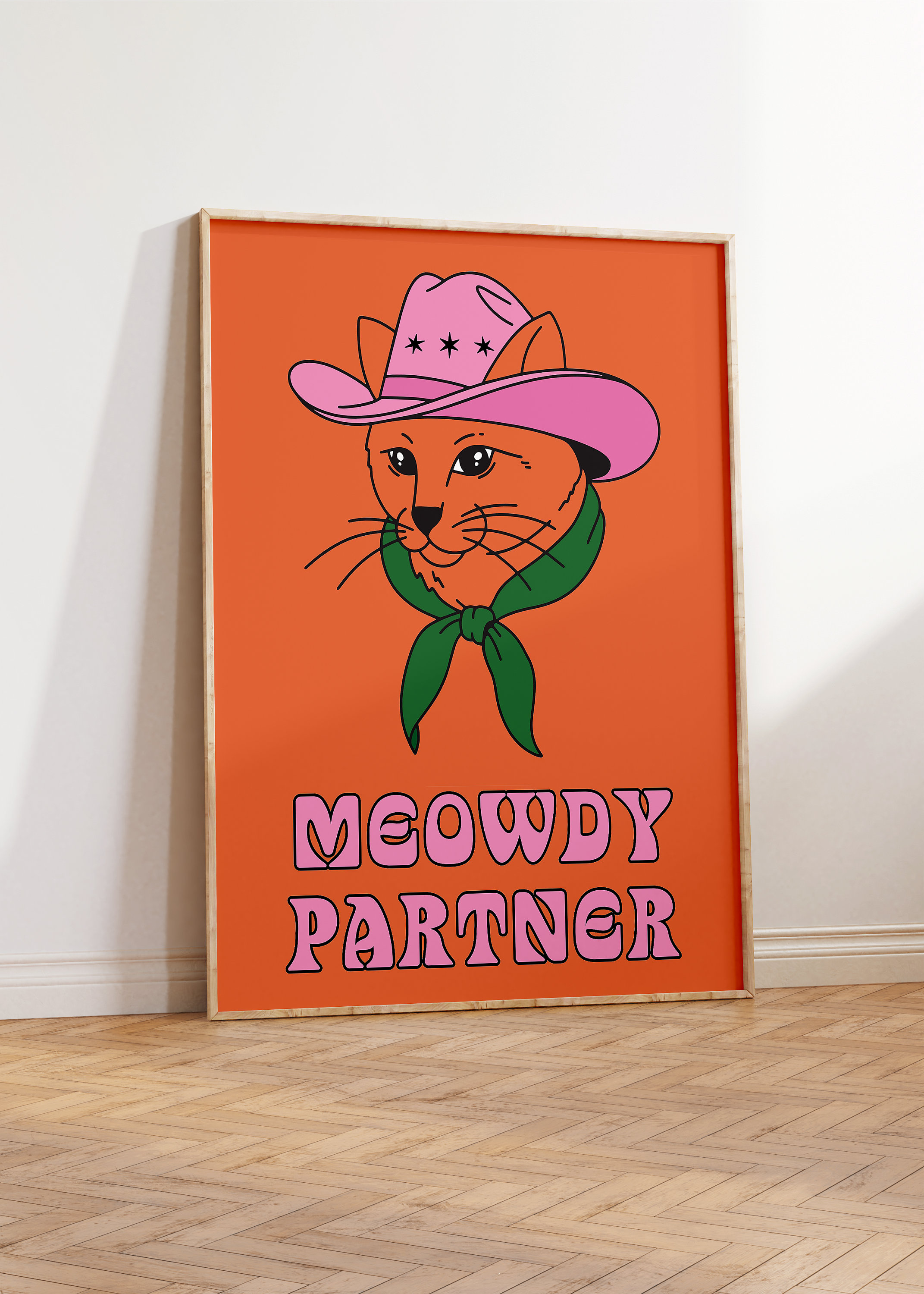 Meowdy Partner Tabby Cat Art Printable Cowboy Cat Meme Western Home ...