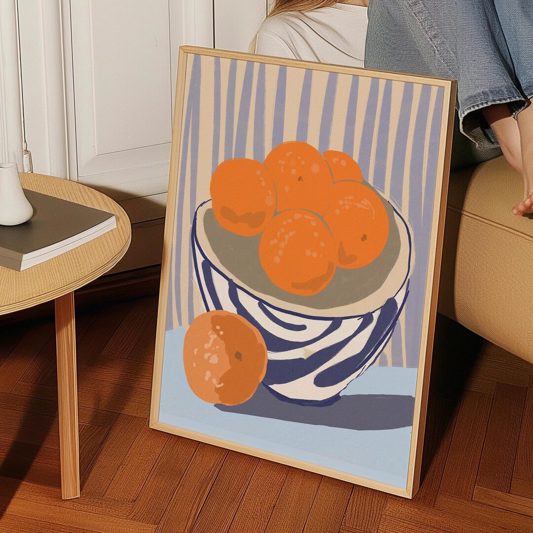 Oranges Fruit Bowl Printable Poster, Citrus Wall Art, Rustic Kitchen ...