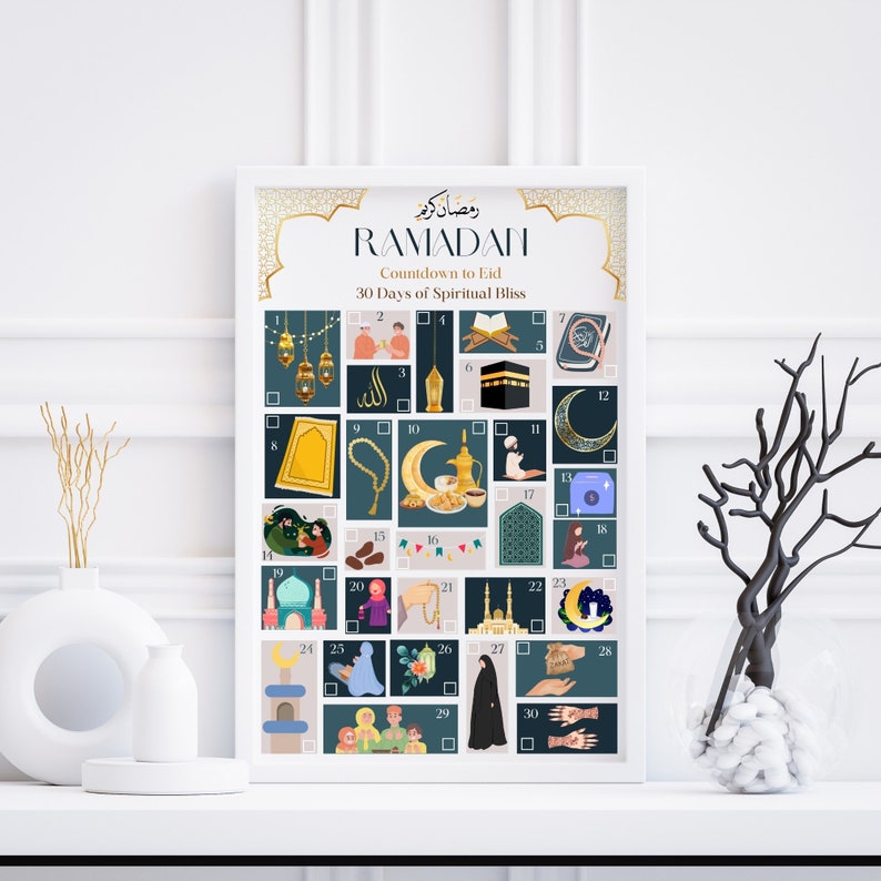 Ramadan Eid Countdown Printable Calendar, Ramadan Tracker, Eid Calendar, Muslim Printable Art ...