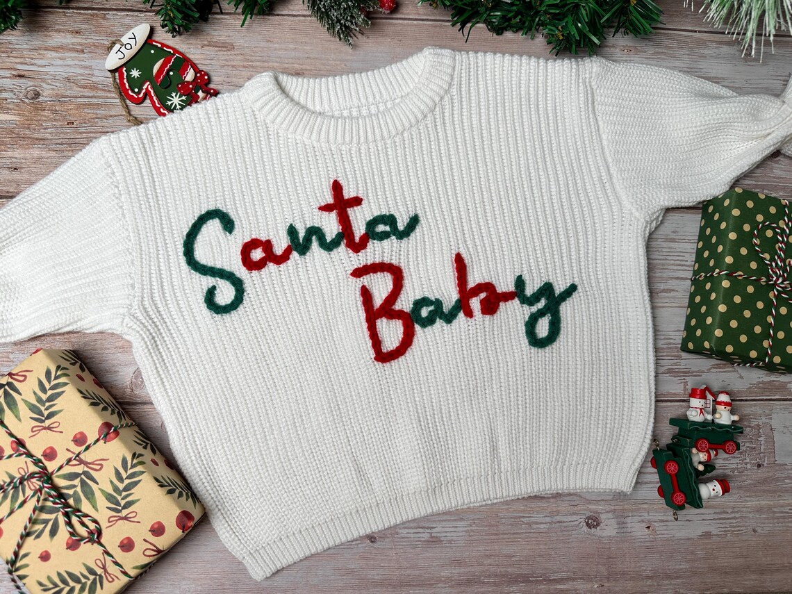 Christmas Santa Baby Sweater,newborn First Christmas Gift, Personalized ...